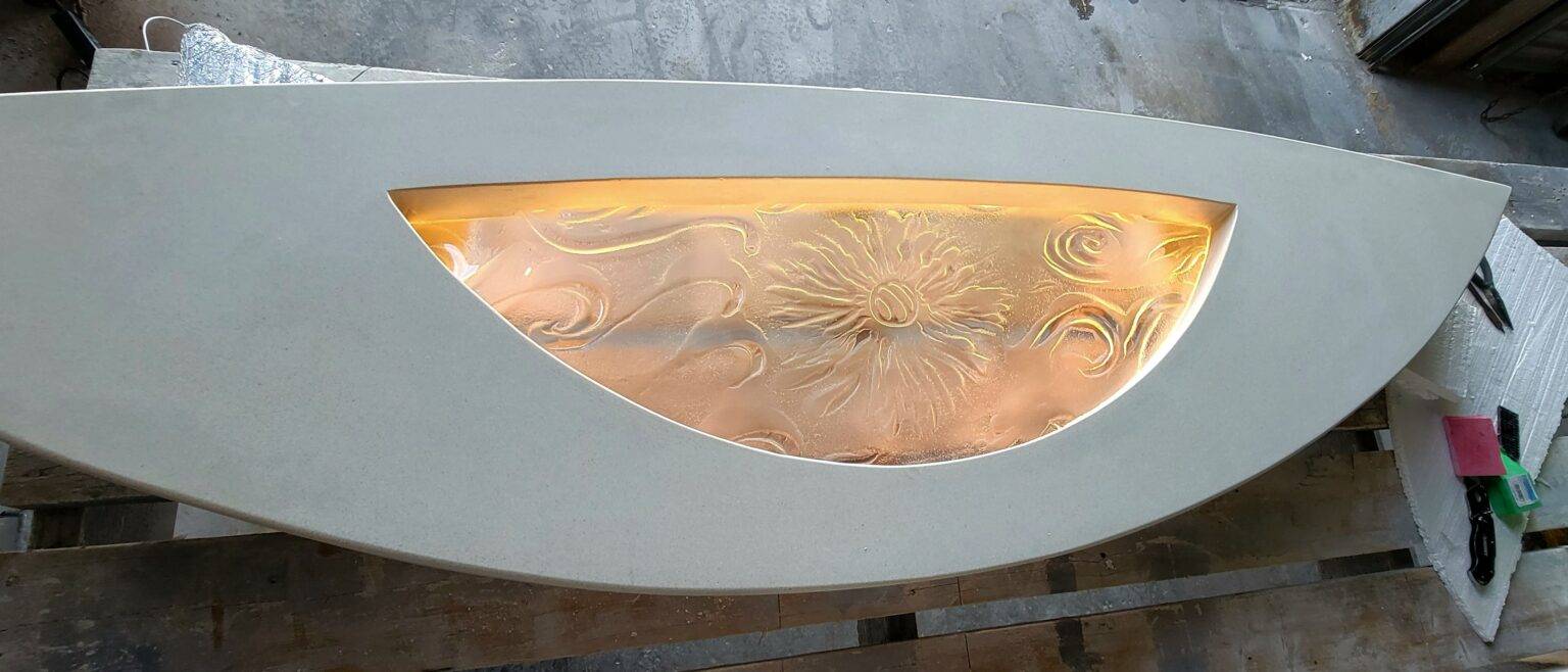 Floating glass trough sink...a cool glass sink design.